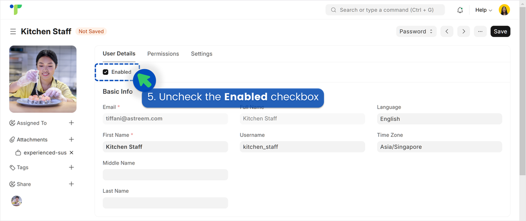 Adding & Disabling a User
